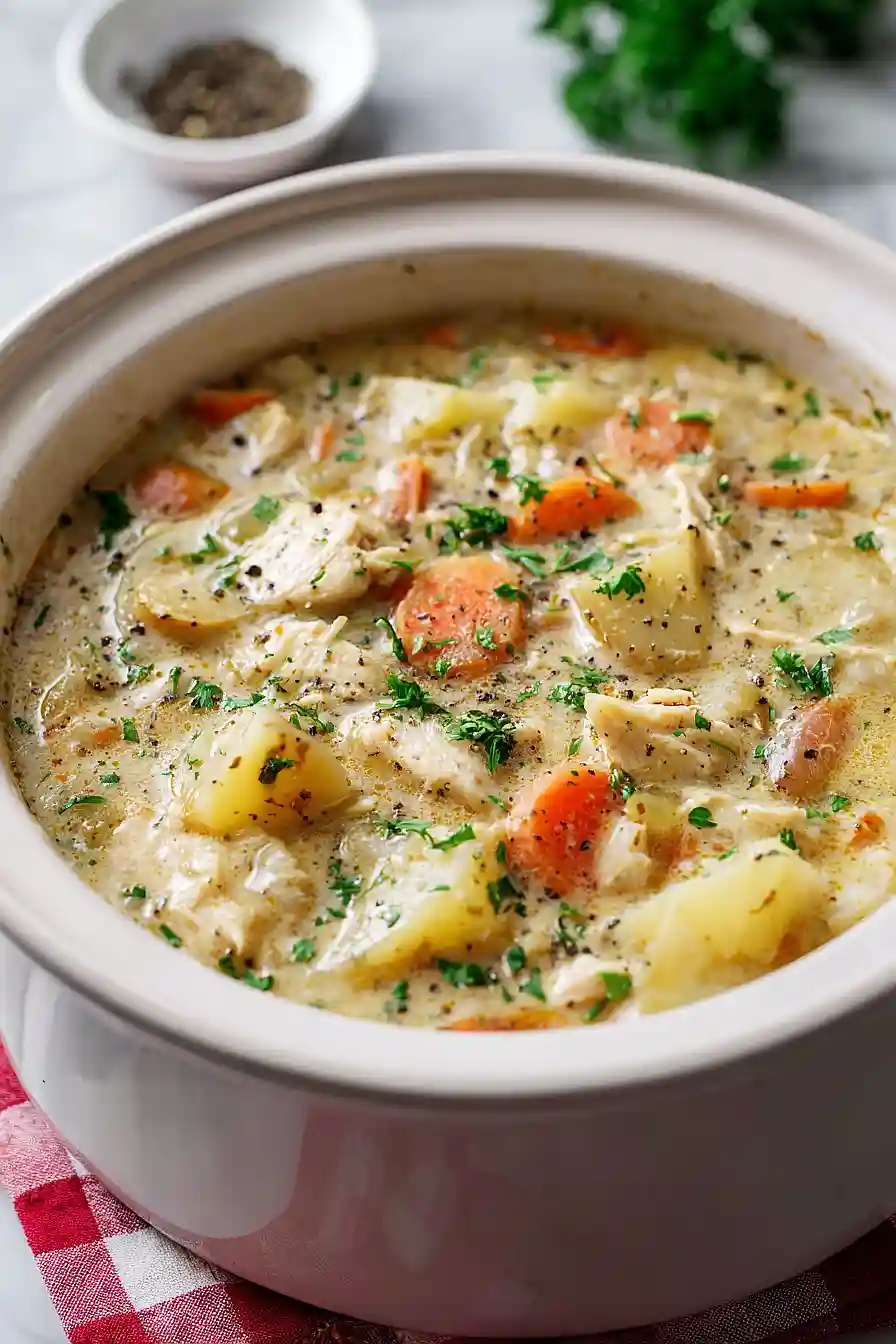 Chunky Crockpot Chicken Potato Soup