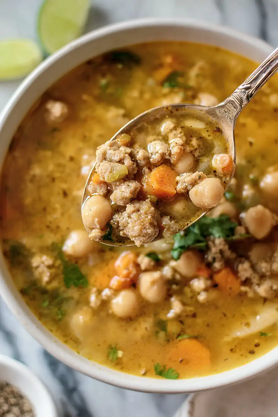 Nourishing Ground Turkey and Garbanzo Soup