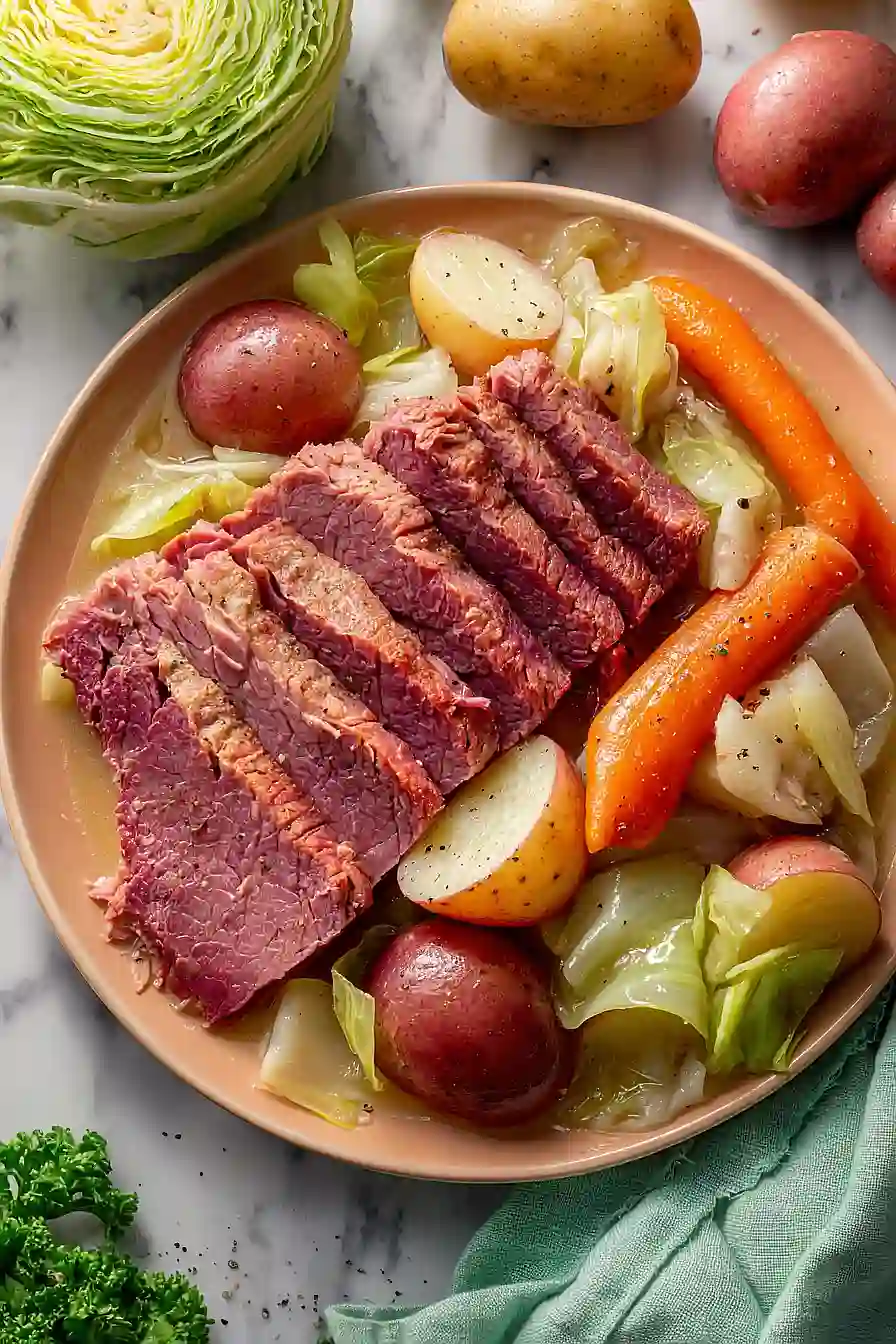 Tender Slow Cooker Corned Beef and Cabbage