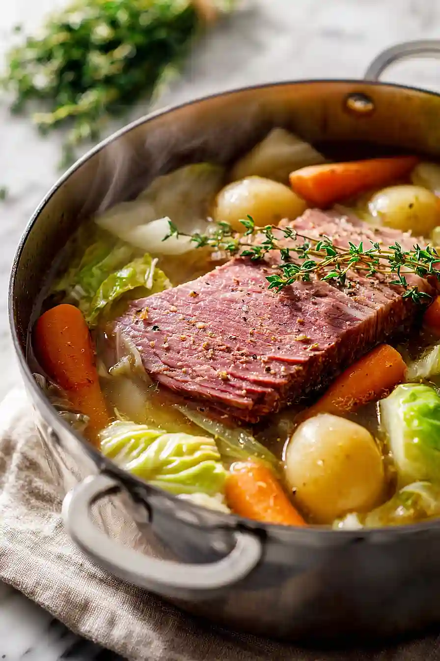 Traditional Corned Beef and Cabbage Stovetop