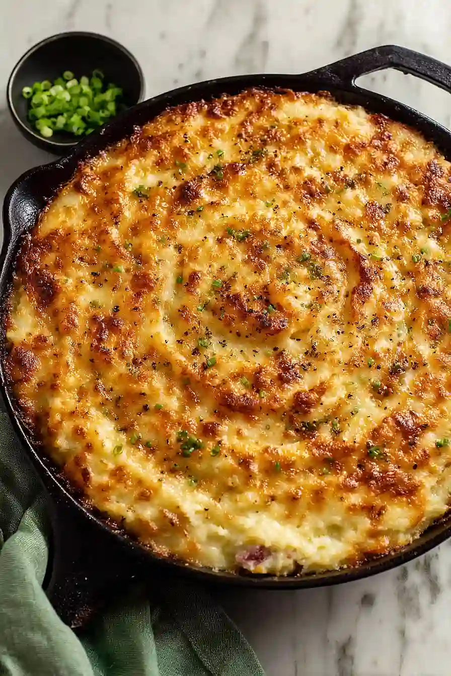 Cheesy Corned Beef Colcannon Casserole