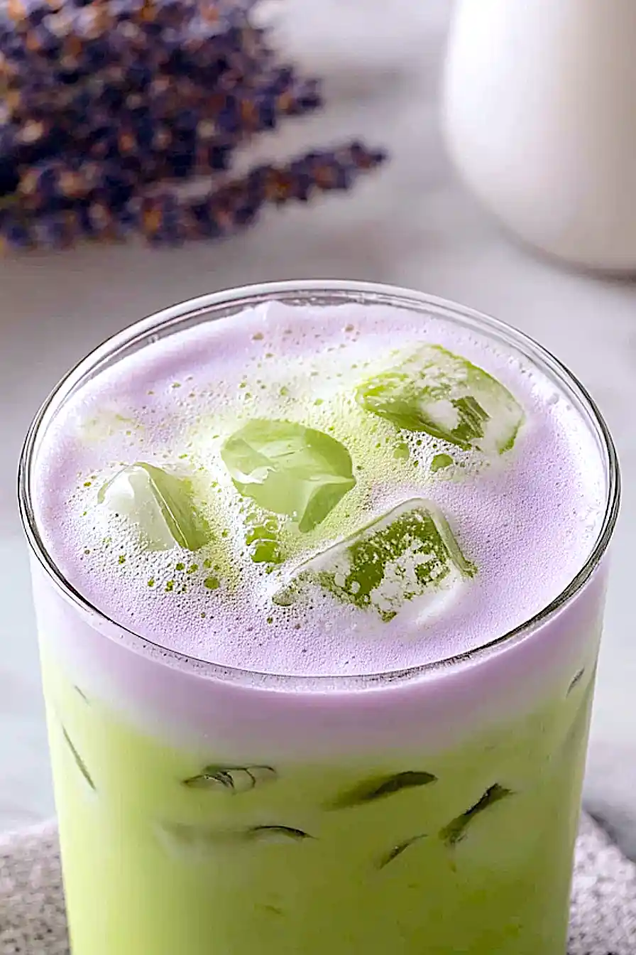 Simple Matcha Latte with Lavender Cold Foam