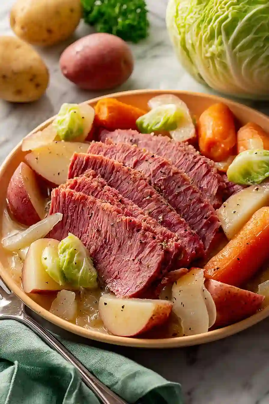 Tender Slow Cooker Corned Beef and Cabbage