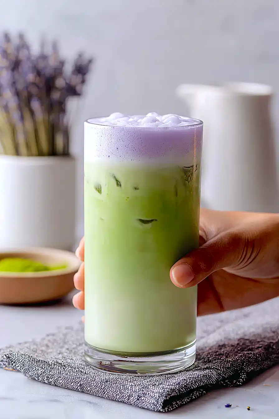 Simple Matcha Latte with Lavender Cold Foam