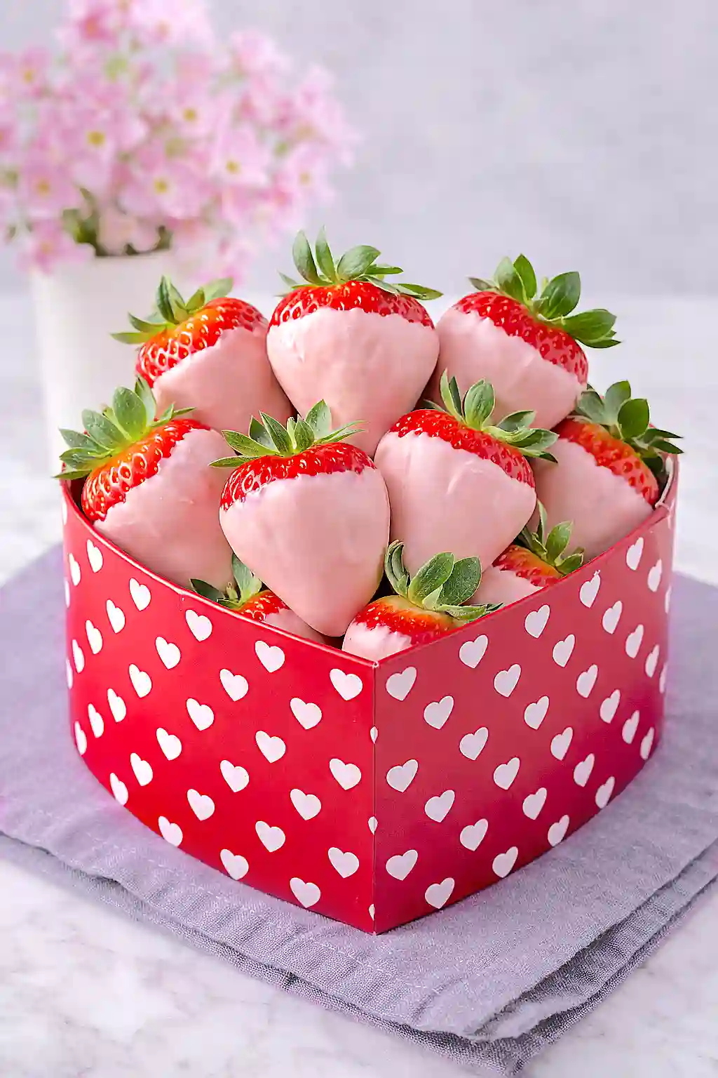Juicy Pink Chocolate Covered Strawberries
