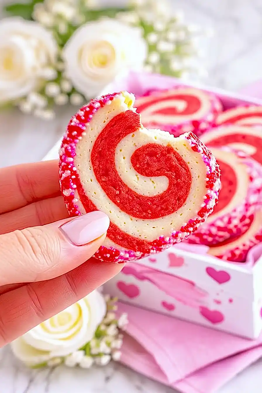 Festive Valentine's Day Pinwheel Cookies