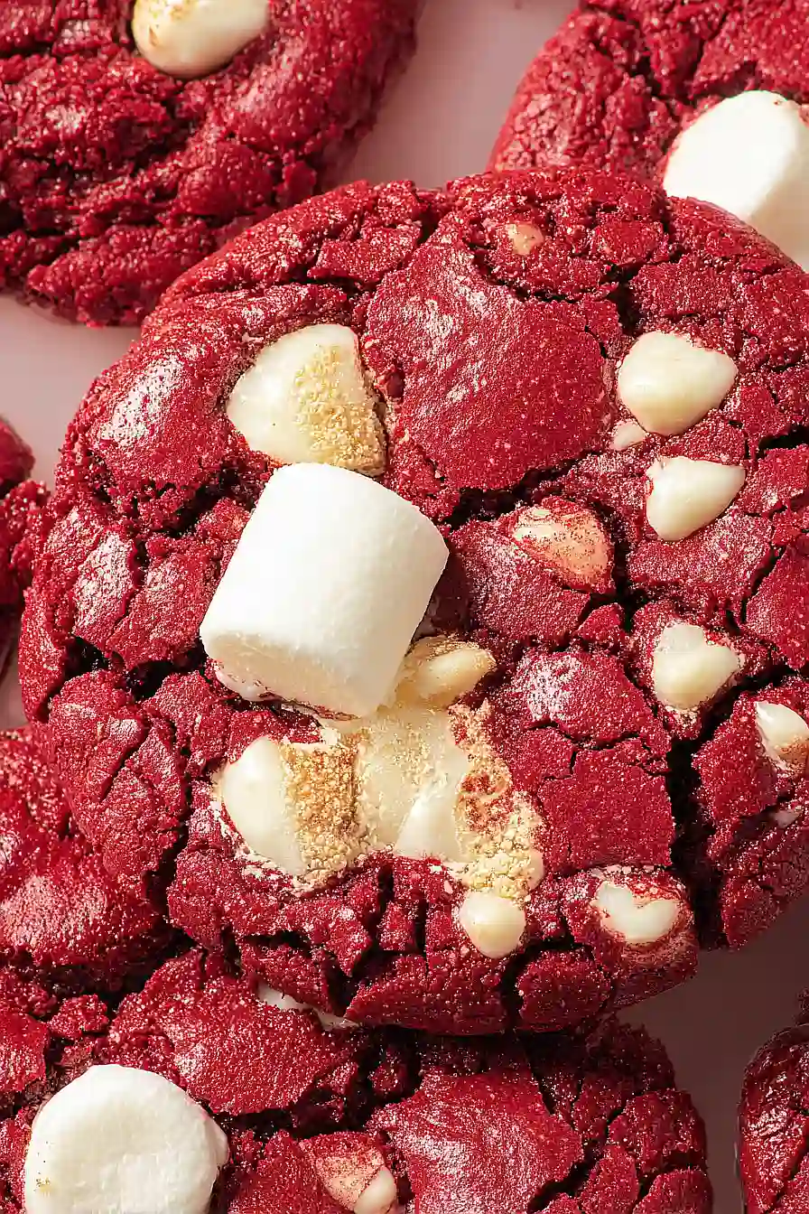 Soft Red Velvet Marshmallow Cookies
