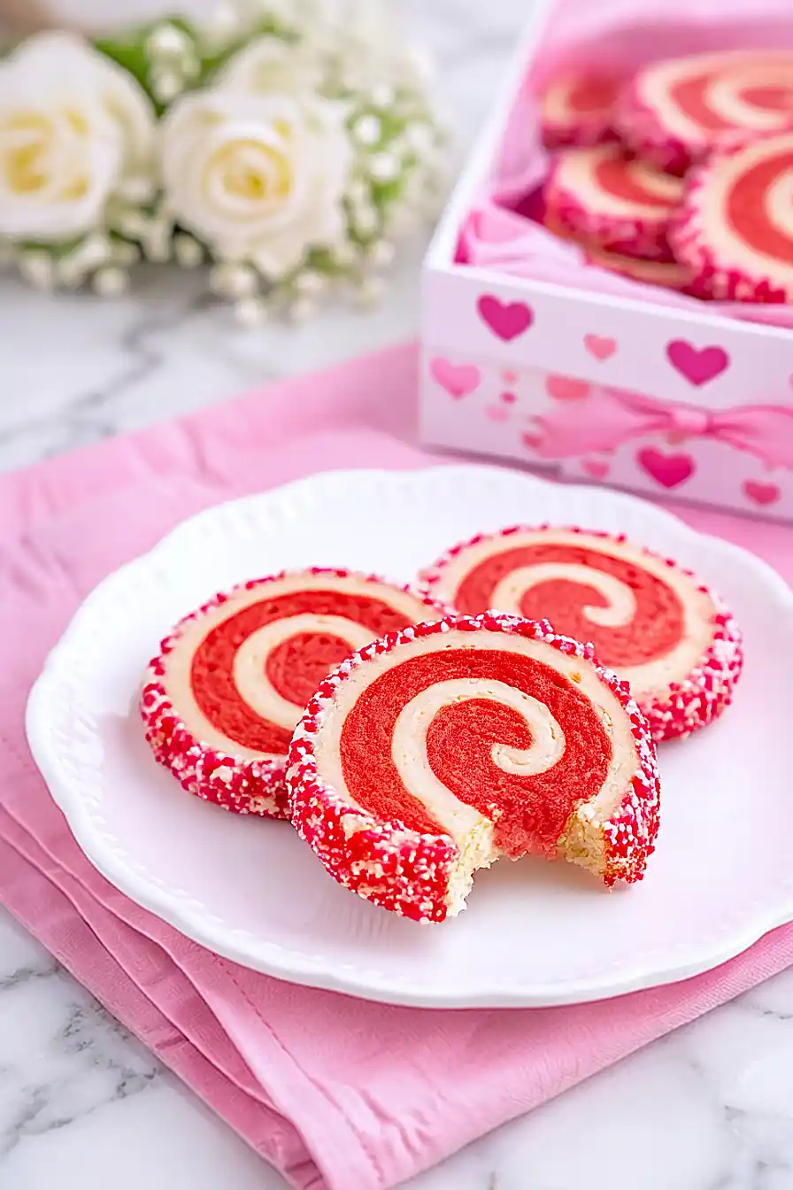 Festive Valentine's Day Pinwheel Cookies