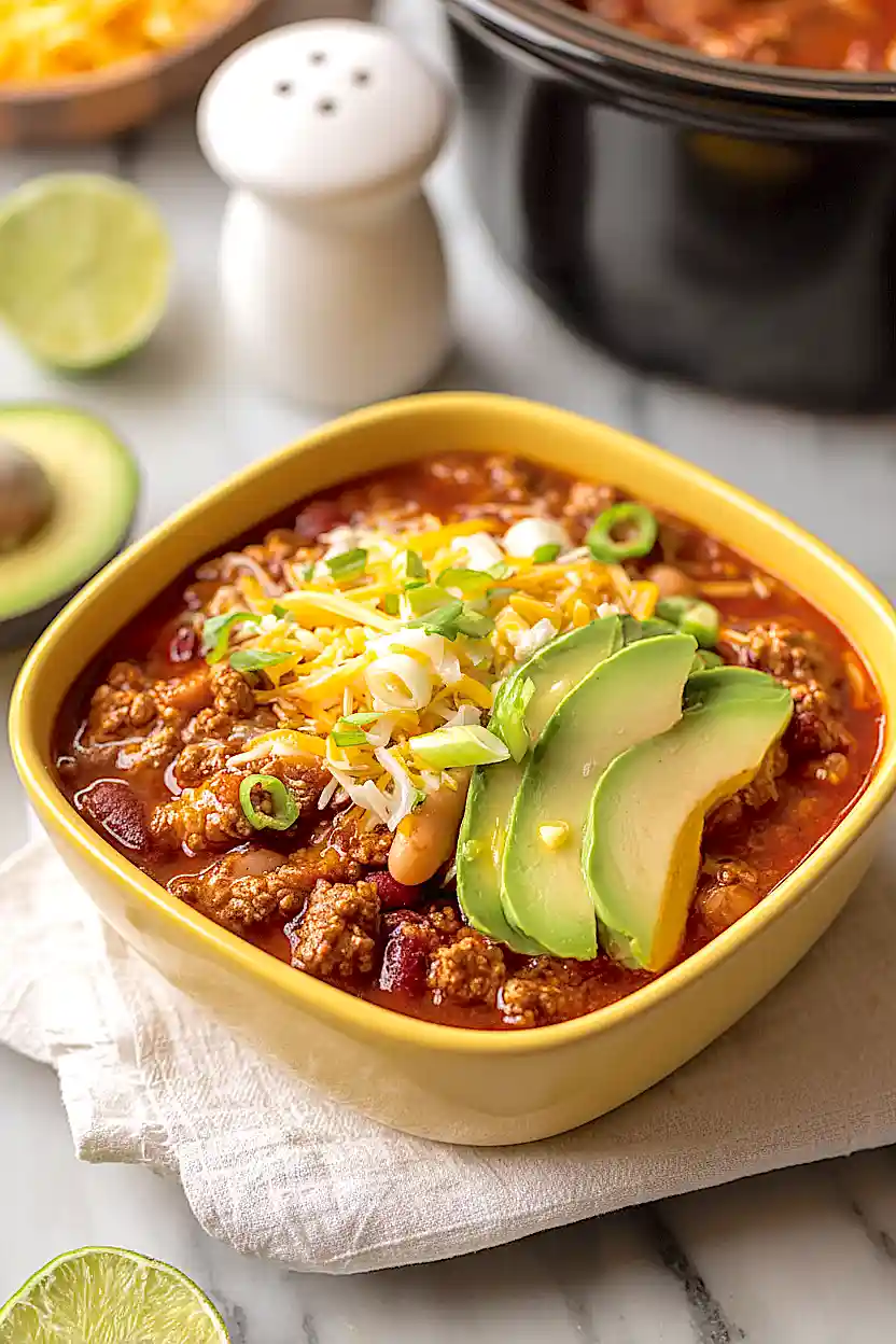 Chipotle Crockpot Ground Turkey and White Bean Chili