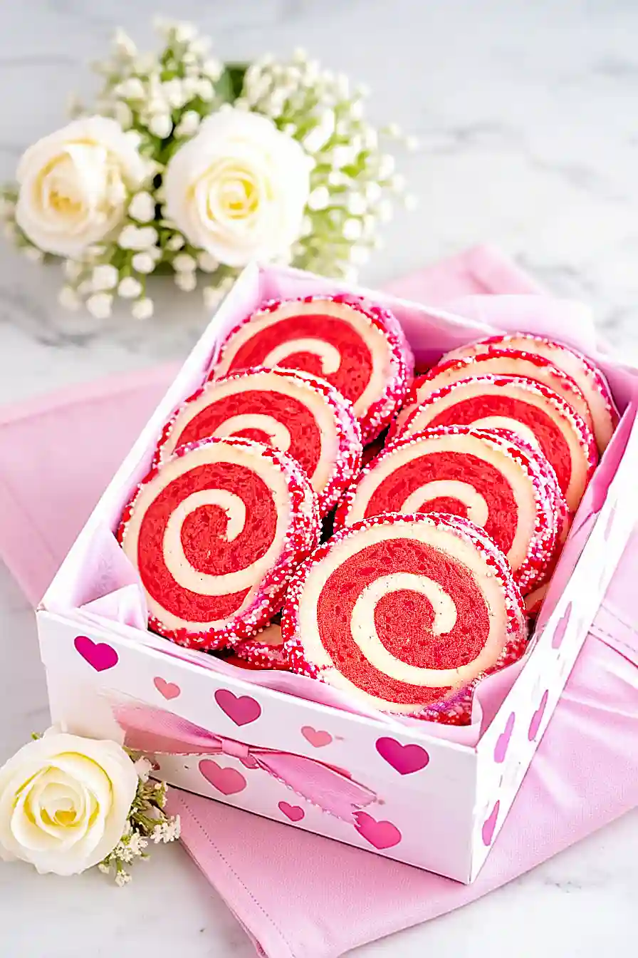 Festive Valentine's Day Pinwheel Cookies